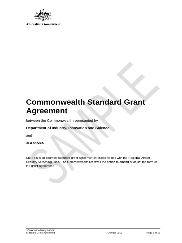 MRFF sample grant agreement Doc Template | pdfFiller
