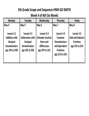 Fillable Online 5th Grade Scope and Sequence HMH GO MATH Week 4 of ...