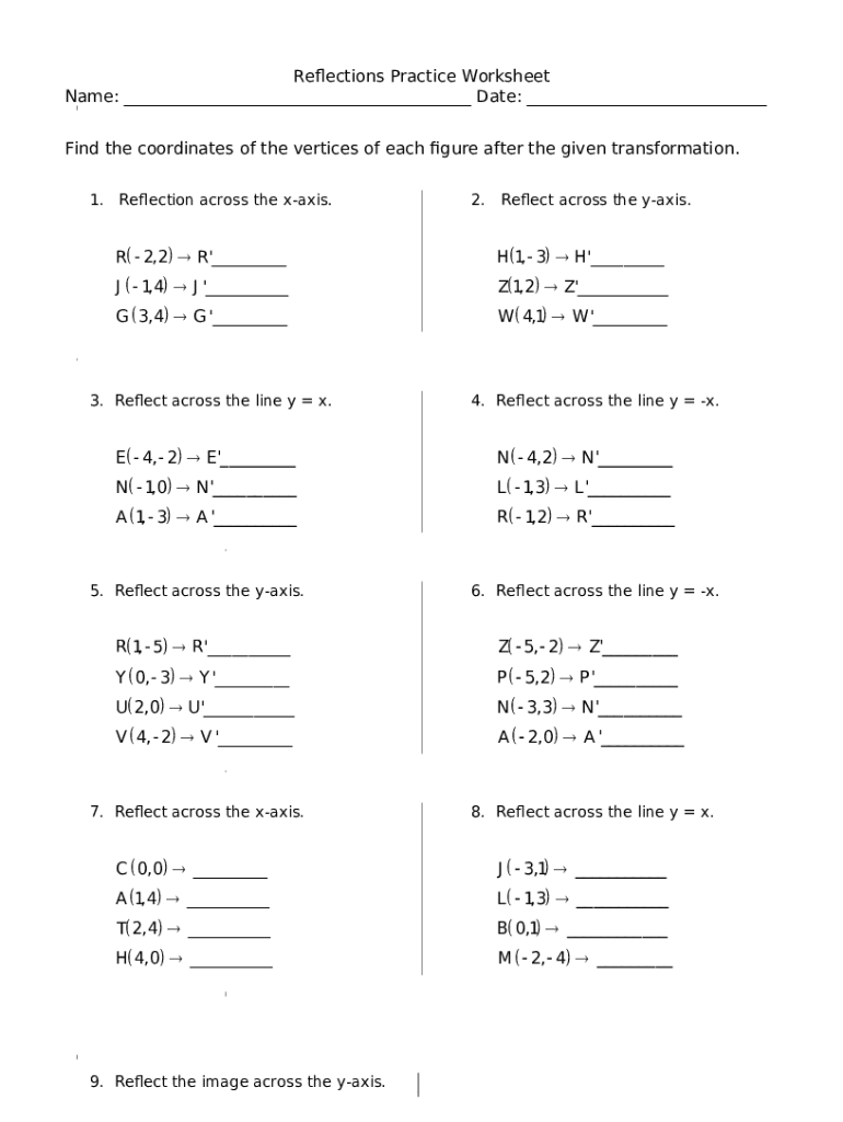 Reflection 1 worksheet.pdf Doc Template | pdfFiller