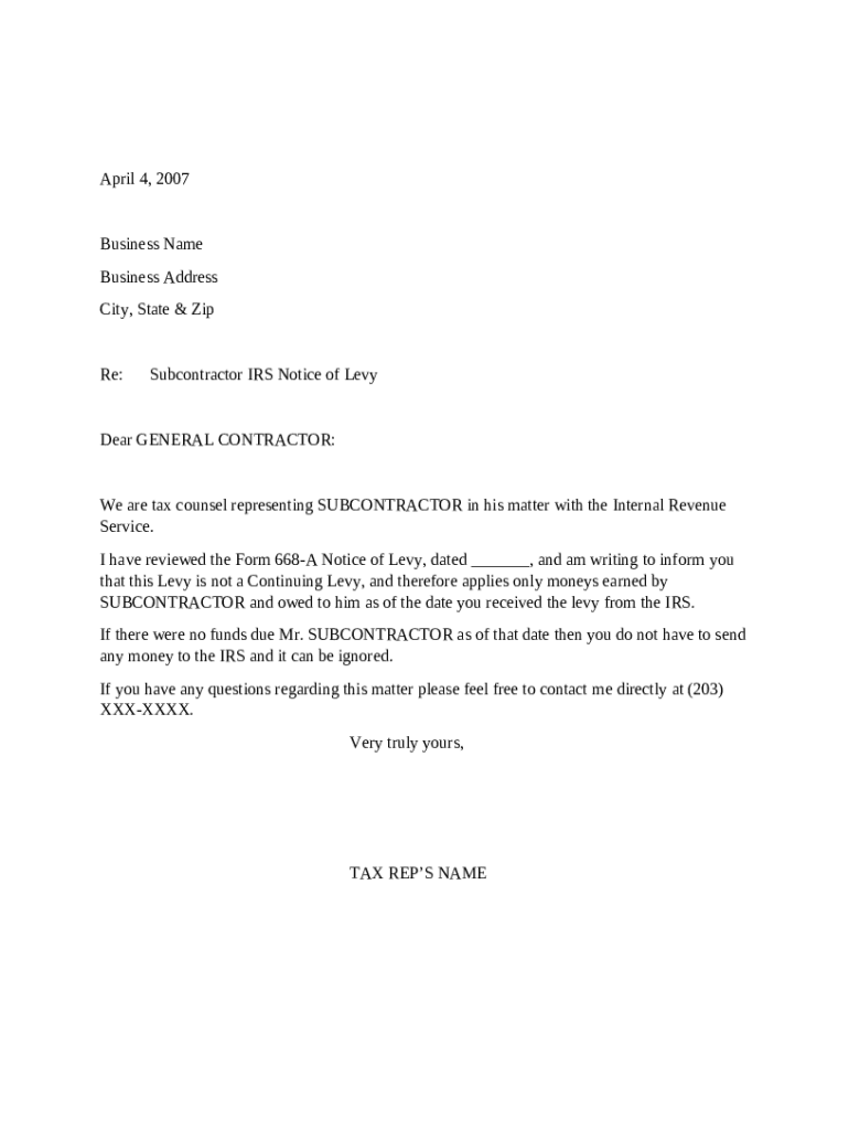 5-Letter-to-General-Contractor-regarding-Levy-on ... Doc Template ...
