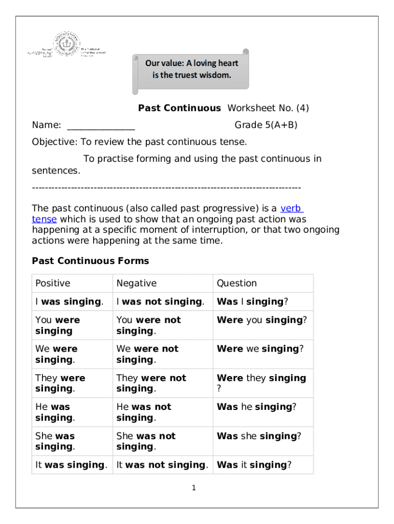 Verb Tense WorksheetsPast Continuous - K12Reader Doc Template | pdfFiller