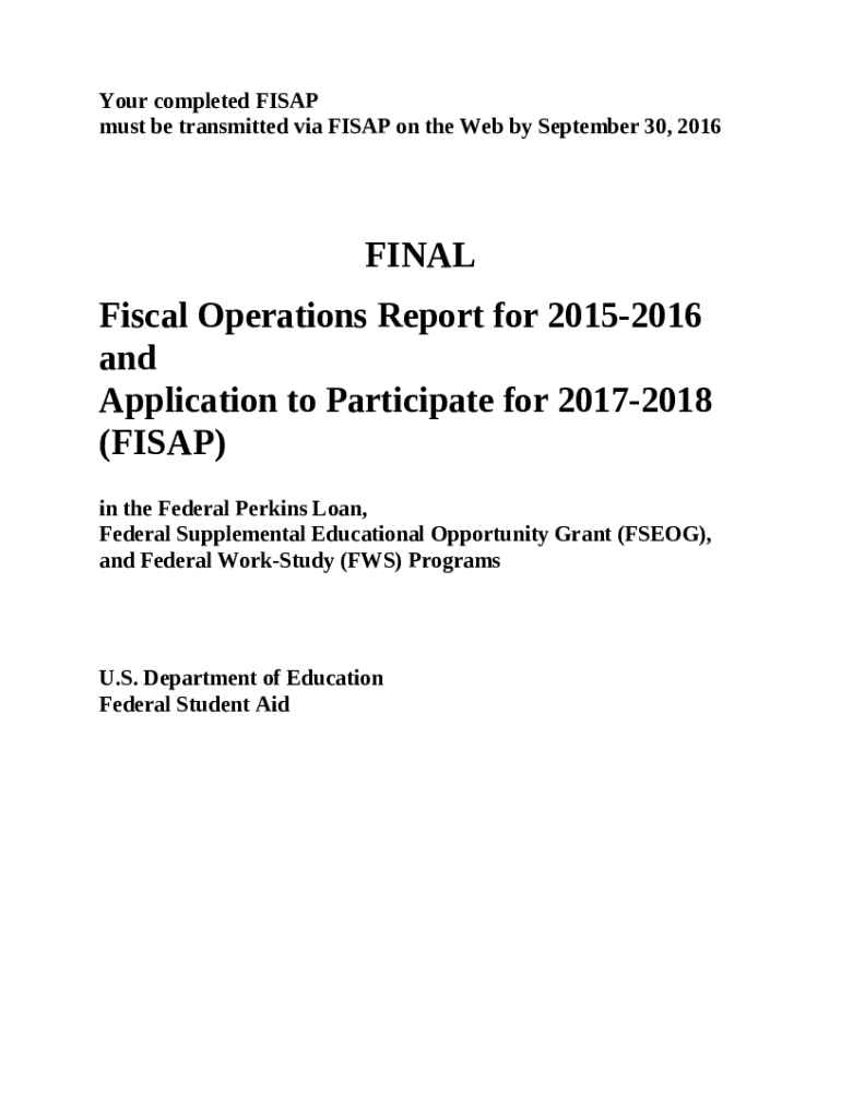 Subject: Final FISAP and Instructions for FISAP Due ... Doc Template ...