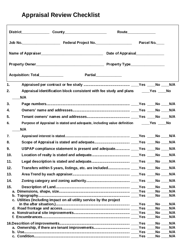 Appraisal Review Checklist 6.4.4A - epg modot Doc Template | pdfFiller