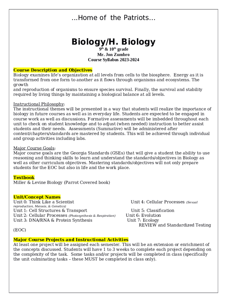 Biology/H. Biology Doc Template | pdfFiller
