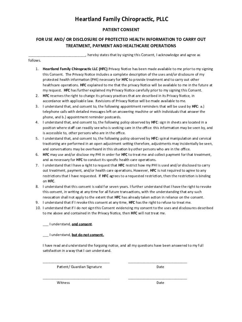 Fillable Online patient informed consent to chiropractic treatment Fax Email Print - pdfFiller
