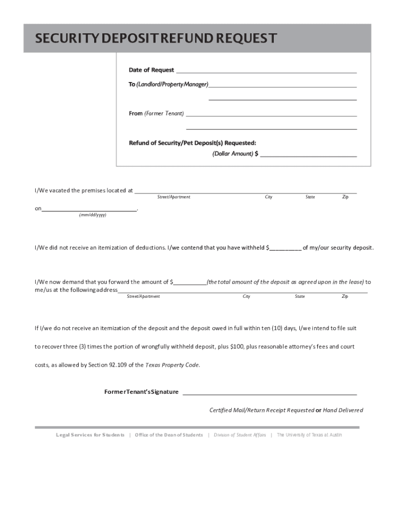 Fillable Online deanofstudents utexas Tenant's Monetary Order Worksheet ...