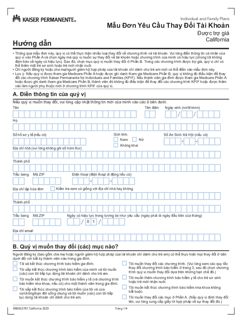 Fillable Online Individual and Family Plans Account Change Form Grand ... Fax Email Print ...