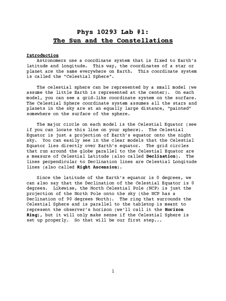 Fillable Online Lab 2 - The Celestial Sphere I.docx - PHYS 1403 Lab Fax ...