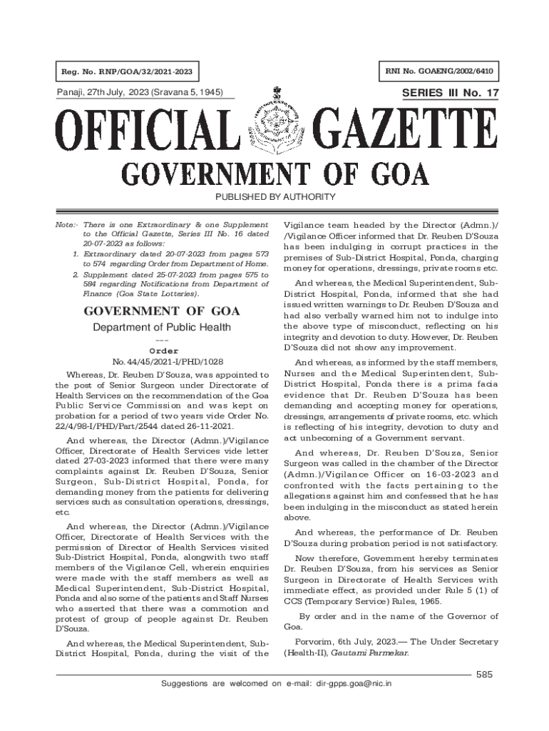 Fillable Online SUPPLEMENT - GSSC - Government of Goa Fax Email Print ...