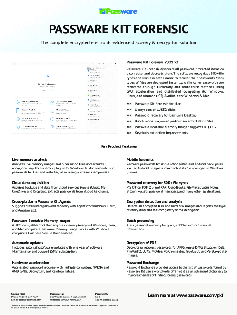 Fillable Online Password recovery tools by Passware Fax Email Print ...