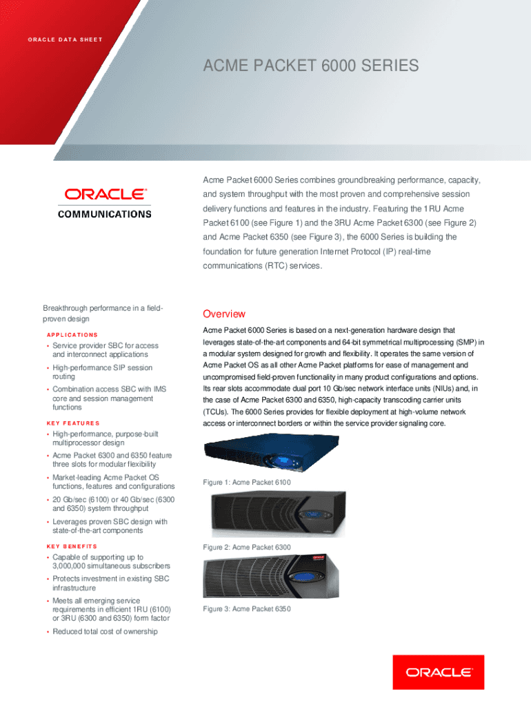 Fillable Online Acme Packet 6000 Data SheetOracle. Acme Packet 6000 is ...