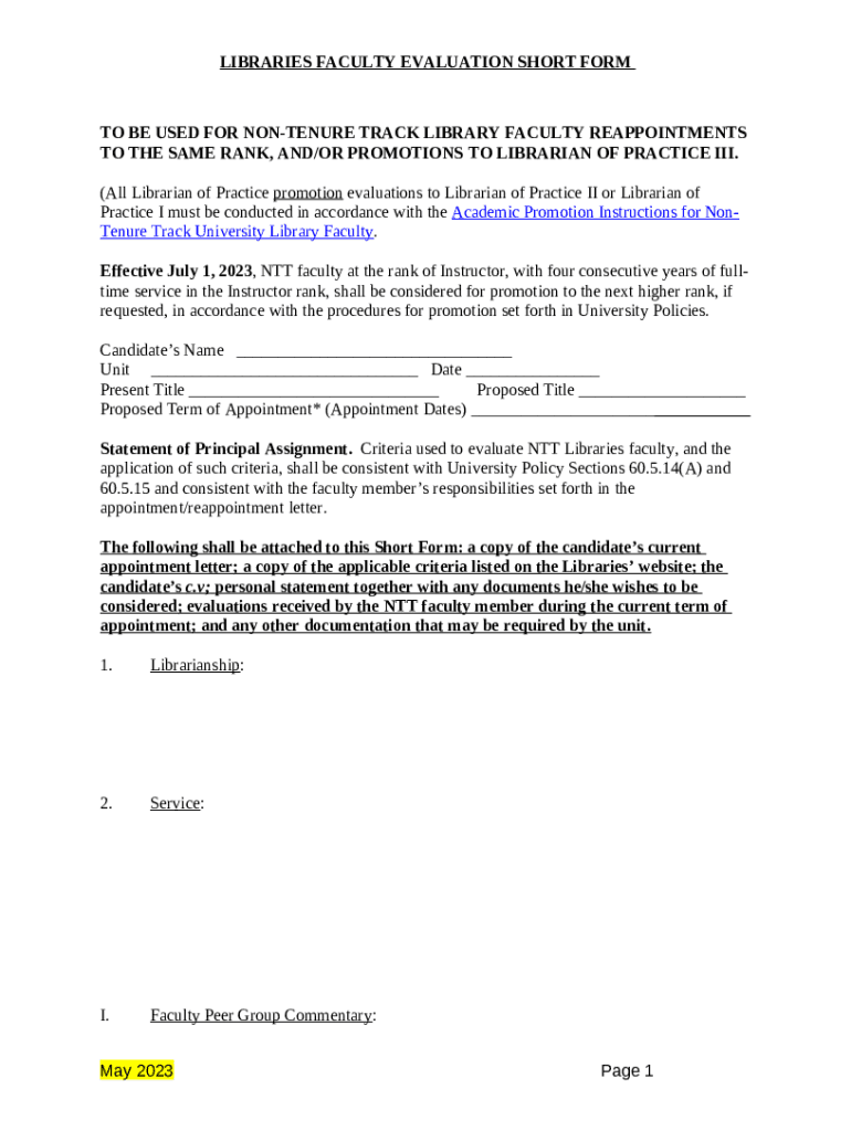 ACRL Standards for Faculty Status for Academic Librarians Doc Template ...