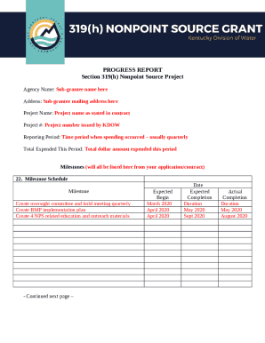 319 Progress Report with Instructions - eec ky Doc Template | pdfFiller