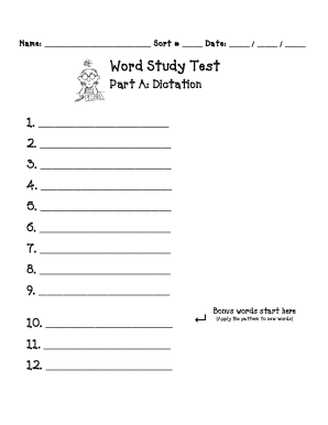 Fillable Online word study test template Fax Email Print - pdfFiller