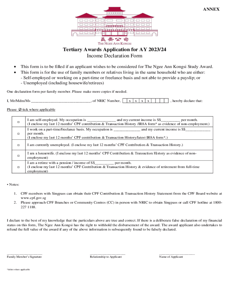 Fillable Online The Ngee Ann Kongsi Tertiary Awards for Academic Year ... Fax Email Print ...