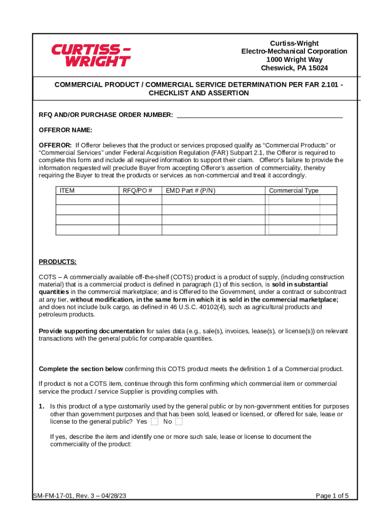 SM-FM-17-01 Commercial Products and Services ... Doc Template | pdfFiller