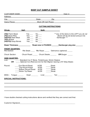 Fillable Online How To: Beef Cut Sheet - YouTube Fax Email Print ...