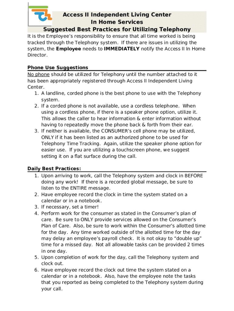 Access II Independent Living Center - Home Doc Template | pdfFiller