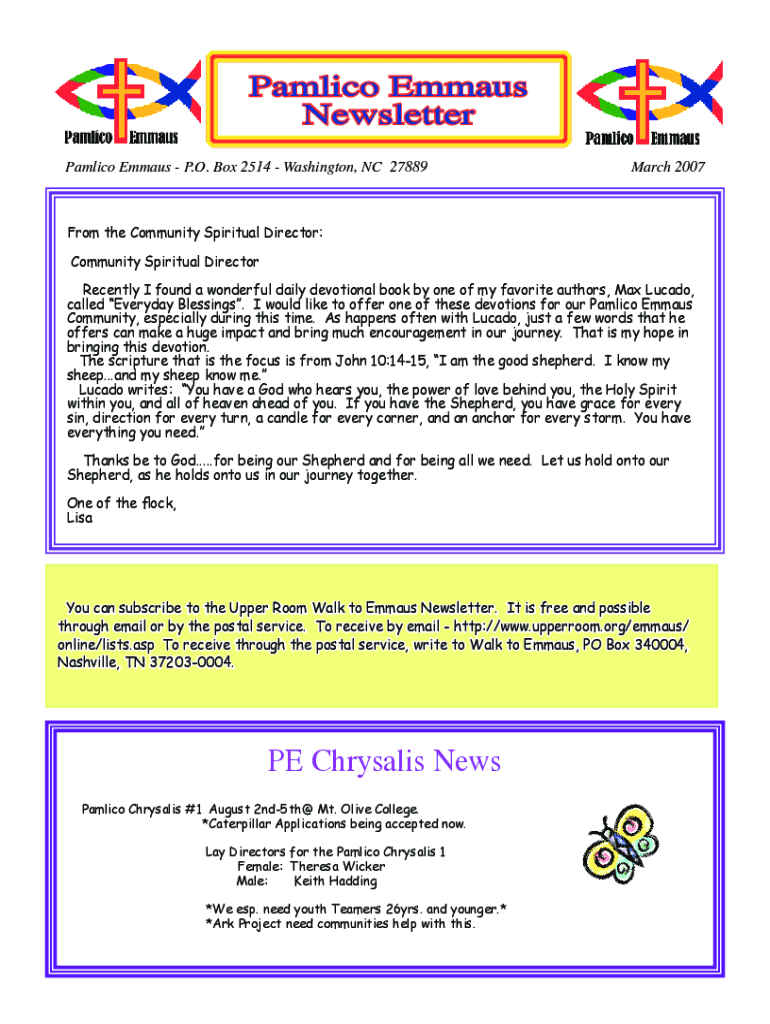 Fillable Online Ohio's New Covenant Emmaus Community, Washington CH Fax Email Print - pdfFiller