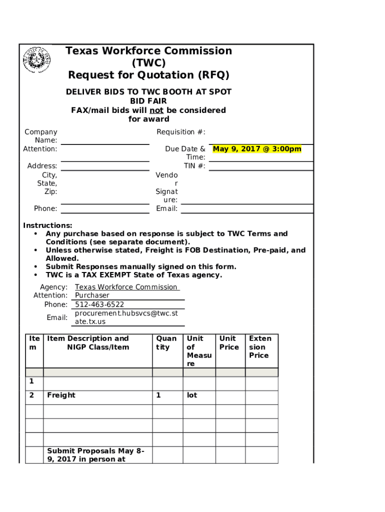 Procurement Resources - Texas Workforce Commission Doc Template | pdfFiller