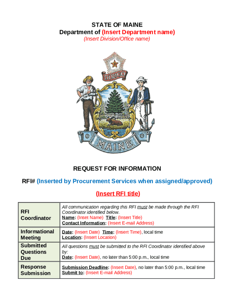 RFI# (Inserted by Procurement Services when assigned/ ... Doc Template ...