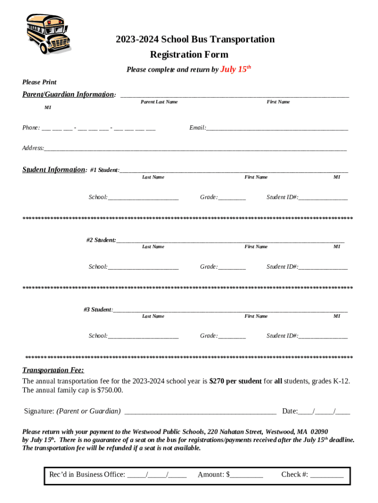 A Parent/Guardian / School Buses Doc Template | pdfFiller
