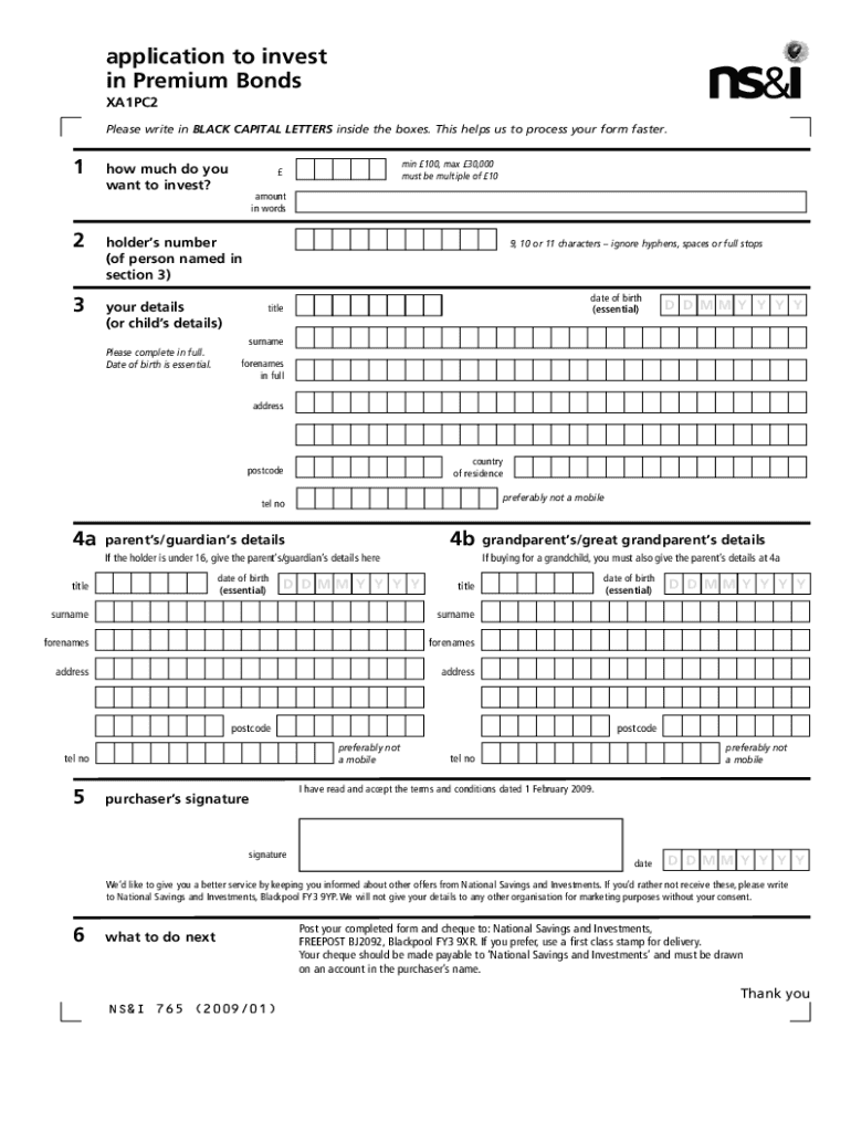 Fillable Online Premium bonds application form: Fill out & sign online Fax Email Print - pdfFiller