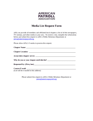 Media List Request Doc Template | pdfFiller
