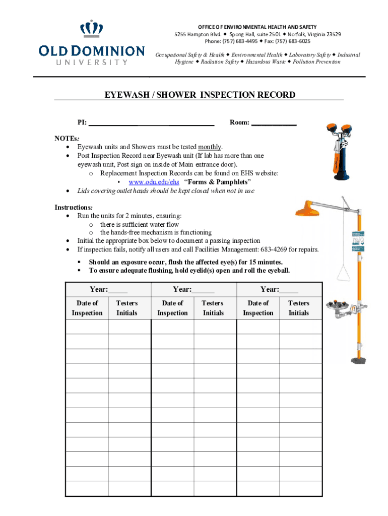 Fillable Online Eye Wash Inspection Form Fax Email Print - pdfFiller