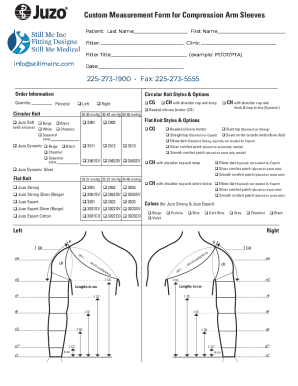 Fillable Online JUZO CUSTOM CIRCULAR KNIT AND FLAT KNIT ARM SLEEVE ...