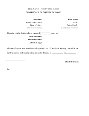 Request a certificate of change of name - Gov.il Doc Template | pdfFiller