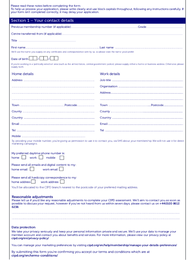 Fillable Online CIPD Membership: HR and Learning & Development Fax Email Print - pdfFiller