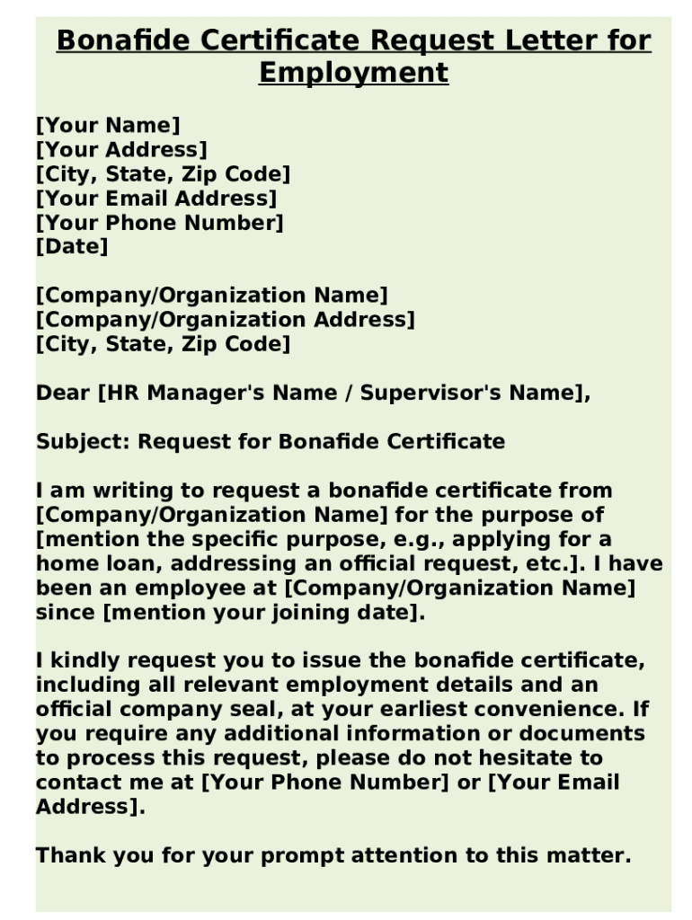 Top-5 Bonafide Certificate Application Request Letter ... Doc Template | pdfFiller