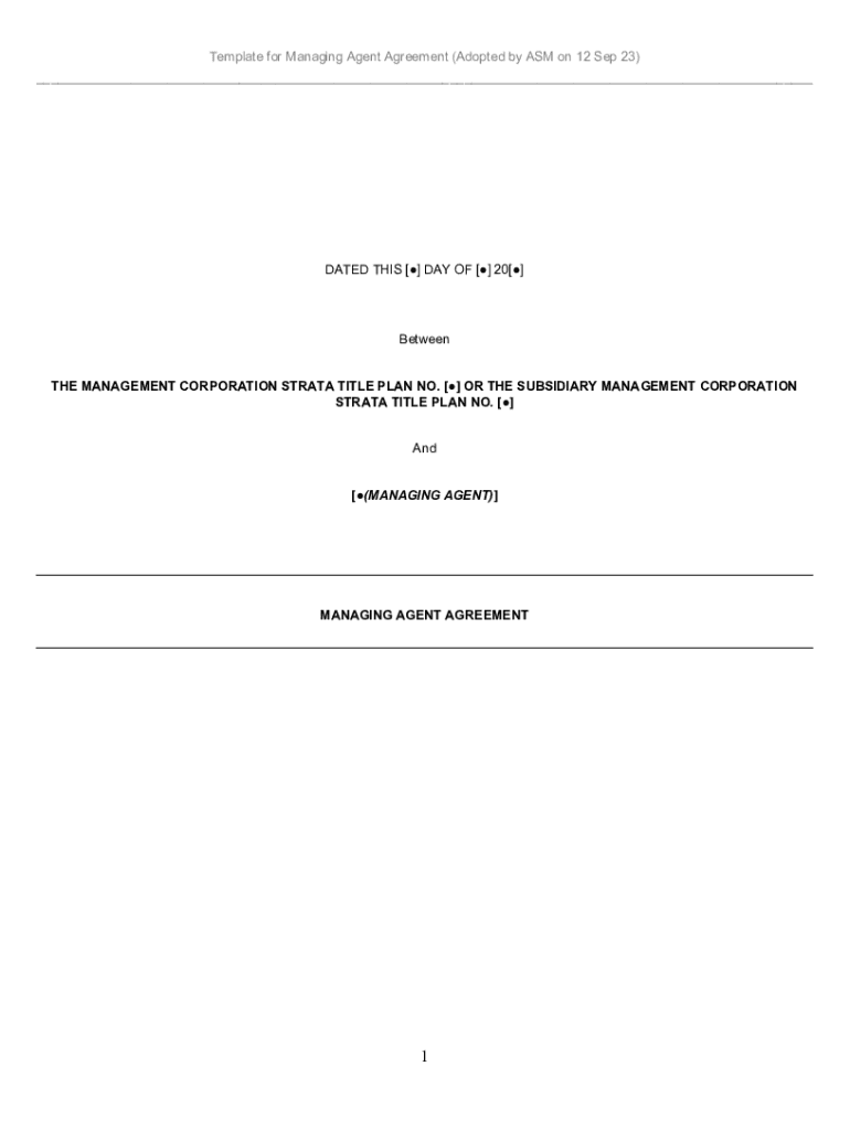 Fillable Online MA Agreement - (ASM Template) - Adopted by ASM Corp ...