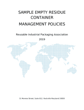 Sample Empty Residue Container Management Policies ... Doc Template | pdfFiller