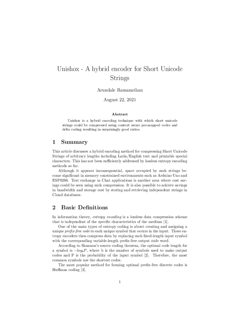 Fillable Online Unishox: A hybrid encoder for Short Unicode Strings Fax ... Fillable Online Unishox: A hybrid encoder for Short Unicode Strings Fax ...