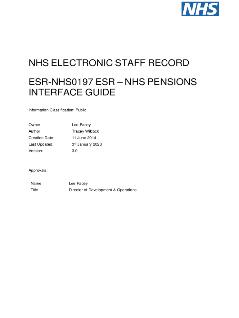 Fillable Online Payroll and Pensions - ESR Hub - NHS Electronic Staff ...