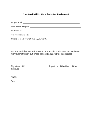 Non-Availability Certificate for Equipment - ICMRePMS Doc Template ...
