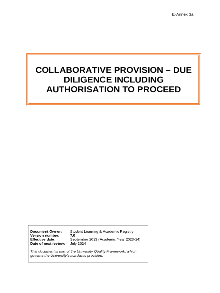 Collaborative Provision Due Diligence Doc Template | pdfFiller