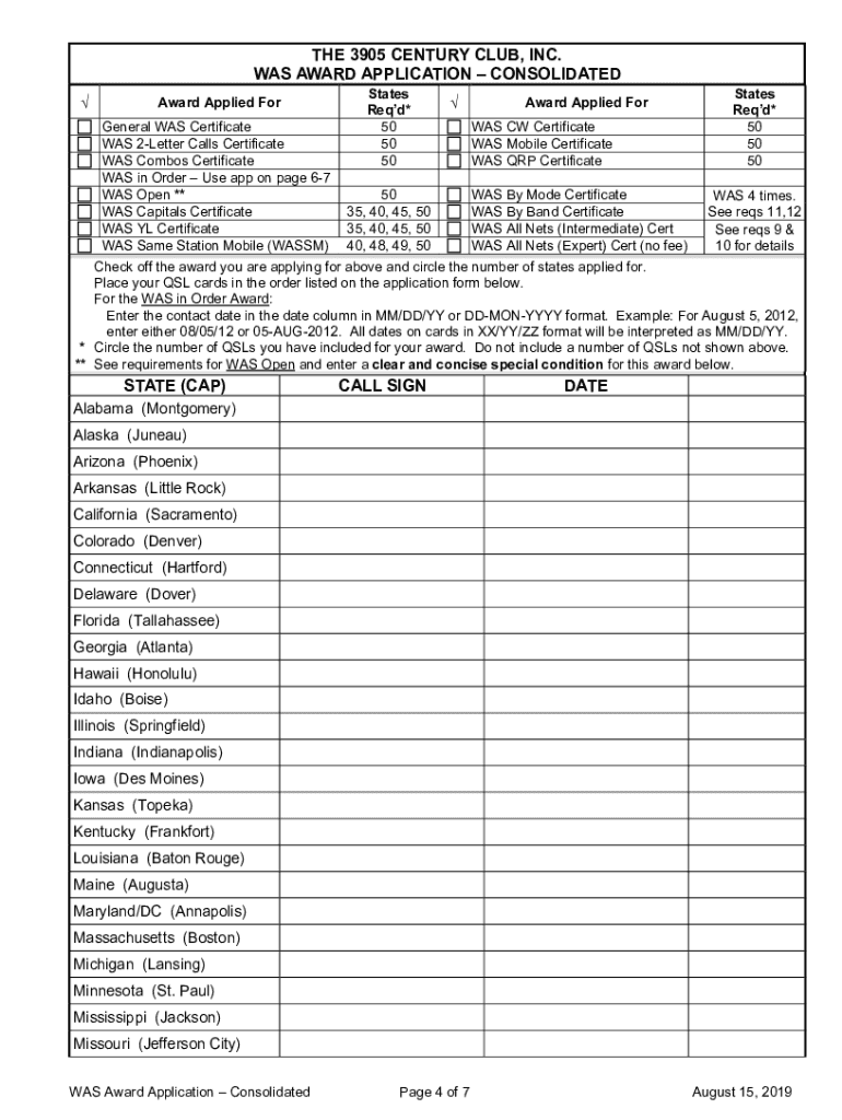 Fillable Online Fillable Online WAS Same Mobile - 3905 Century Club Fax ...