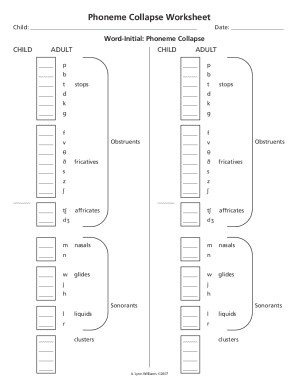 Fillable Online Phoneme Collapse Worksheet Fax Email Print - pdfFiller