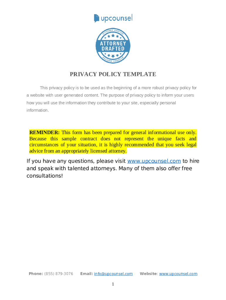 Free privacy policy template: create a readable privacy notice Doc Template | pdfFiller