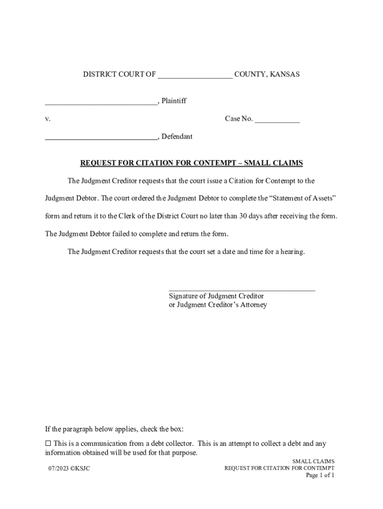 Fillable Online SC Request for Citation for Contempt (7-2023).docx Fax ...