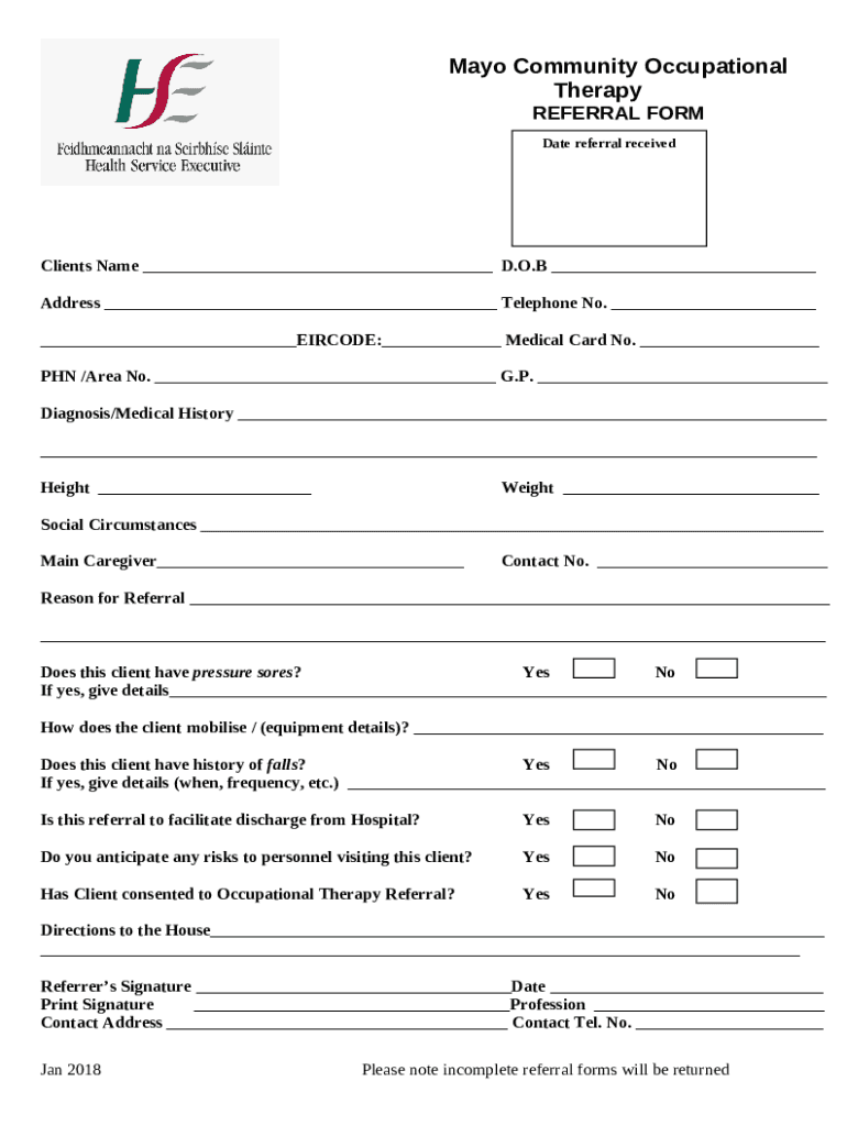 mayo-community-occupational-therapy-referral-. ... Doc Template | pdfFiller
