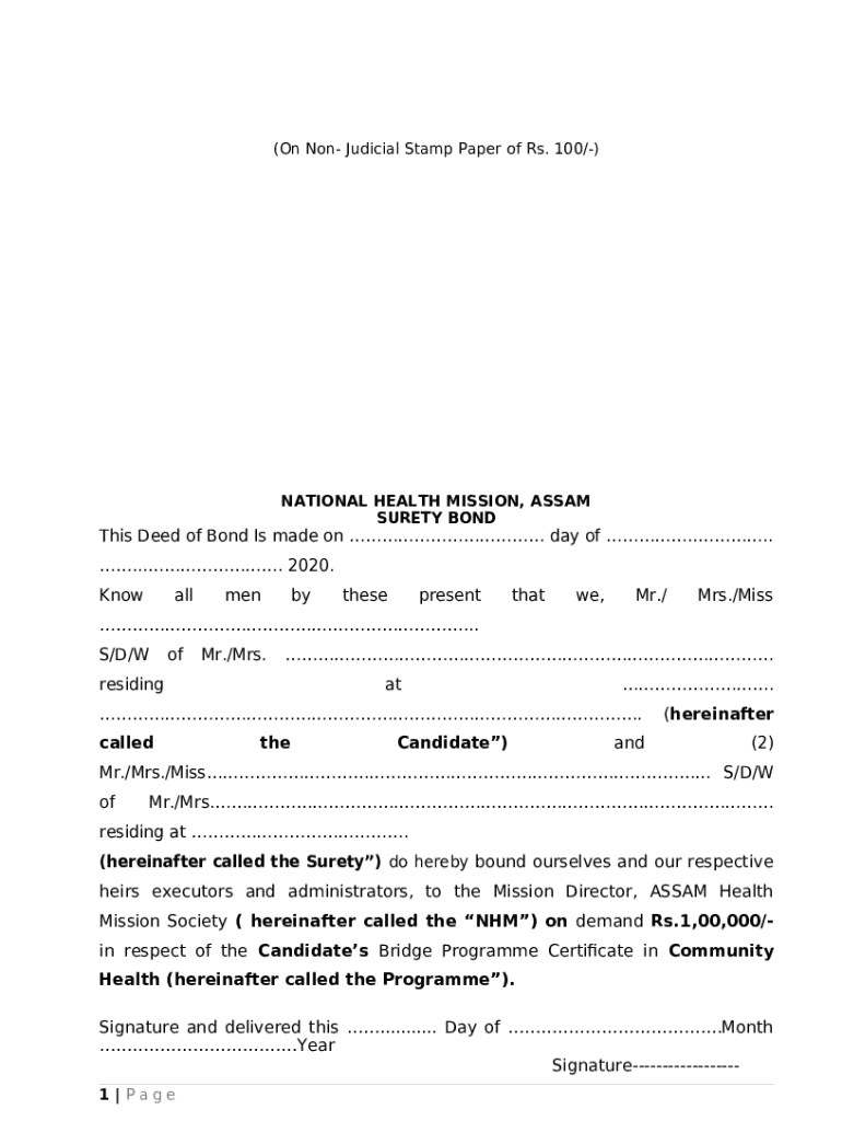 ( On Non Judicial Stamp of Rs. 1000/-) Indemnity Bond In ... Doc ...