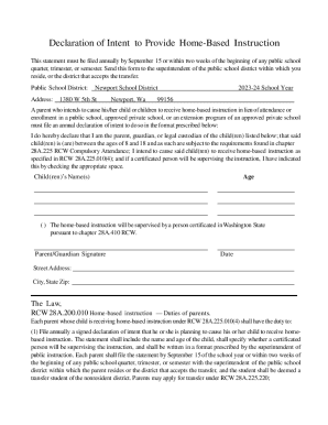 Fillable Online ANNUAL DECLARATION OF INTENT TO PROVIDE HOME ... Fax ...