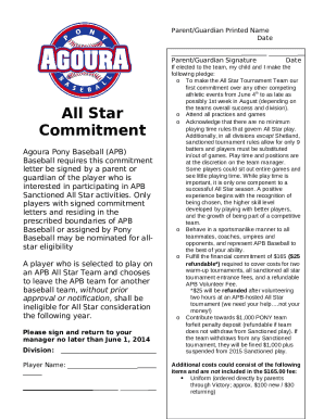 ALL-STAR Team Commitment Letter and Agreement Doc Template | pdfFiller