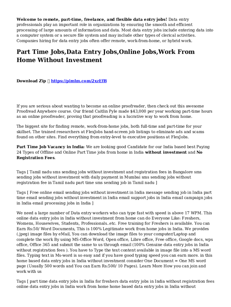 Fillable Online Data Entry Jobs - Remote Work From Home & Flexible Fax ...