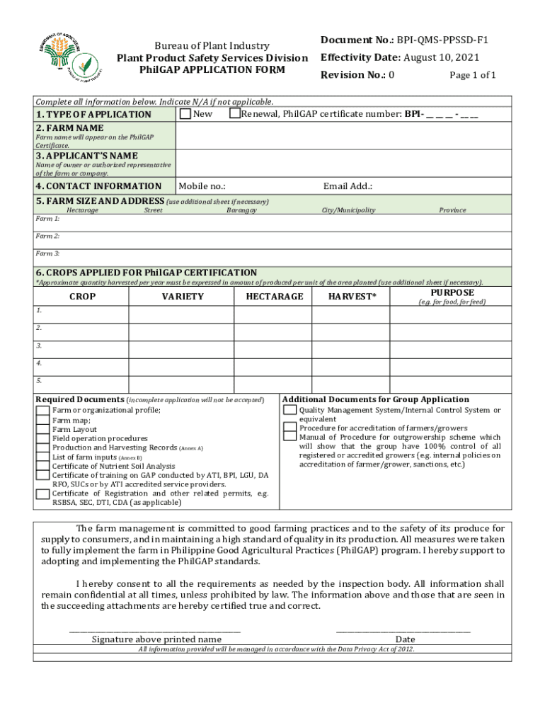 Fillable Online Bureau of Plant Industry Plant Product Safety ...