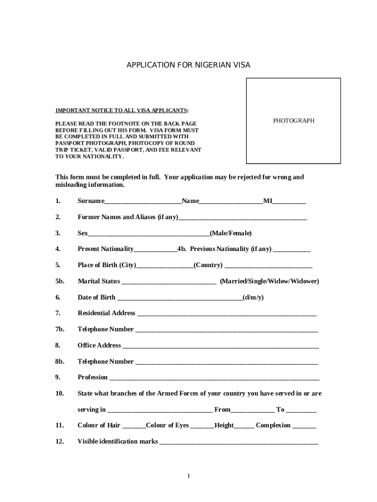 Nigeria Visa Processing - Fill Online, Printable, , Blank ... Doc Template | pdfFiller